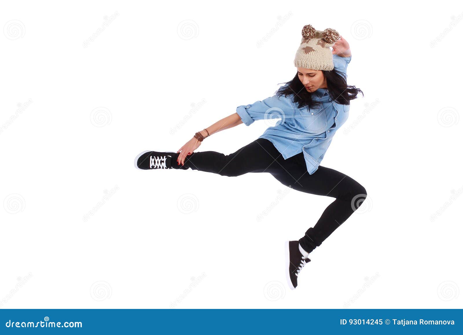 Adolescente En Los Vaqueros Que Bailan Danza De La Calle Imagen de ...