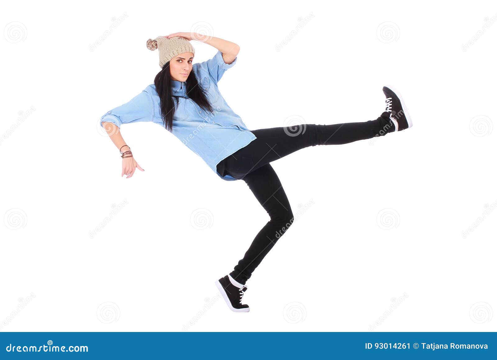 Adolescente En Los Vaqueros Que Bailan Danza De La Calle Imagen de ...