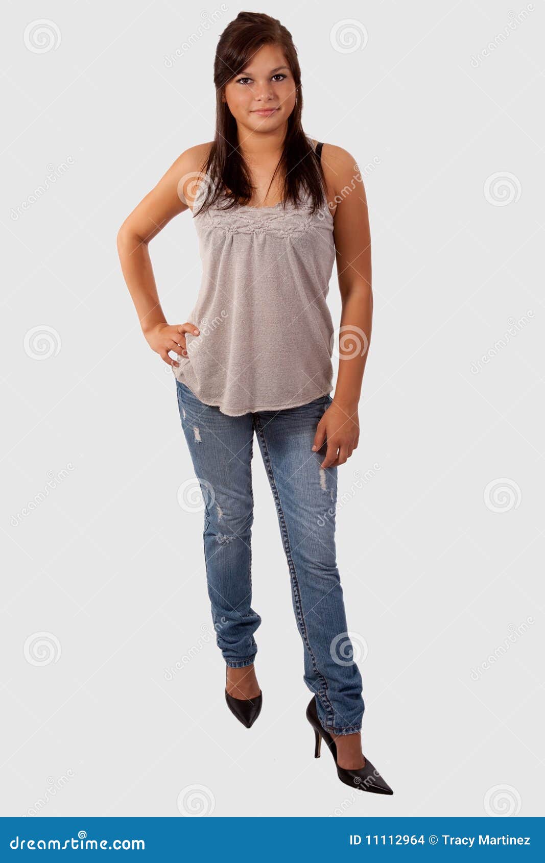 Adolescente En Pantalones Vaqueros Foto de archivo - Imagen de blanco ...