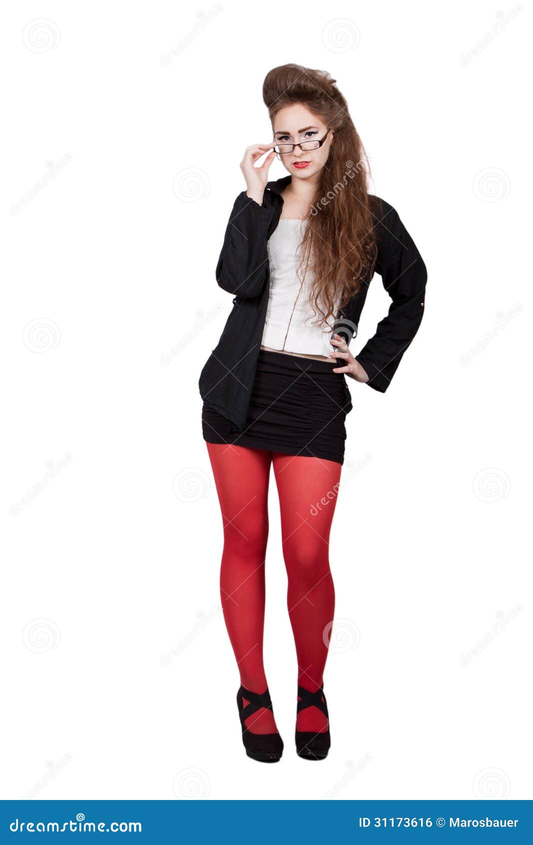 Adolescente En Ropa Negra Y Roja Foto de archivo - Imagen de belleza ...