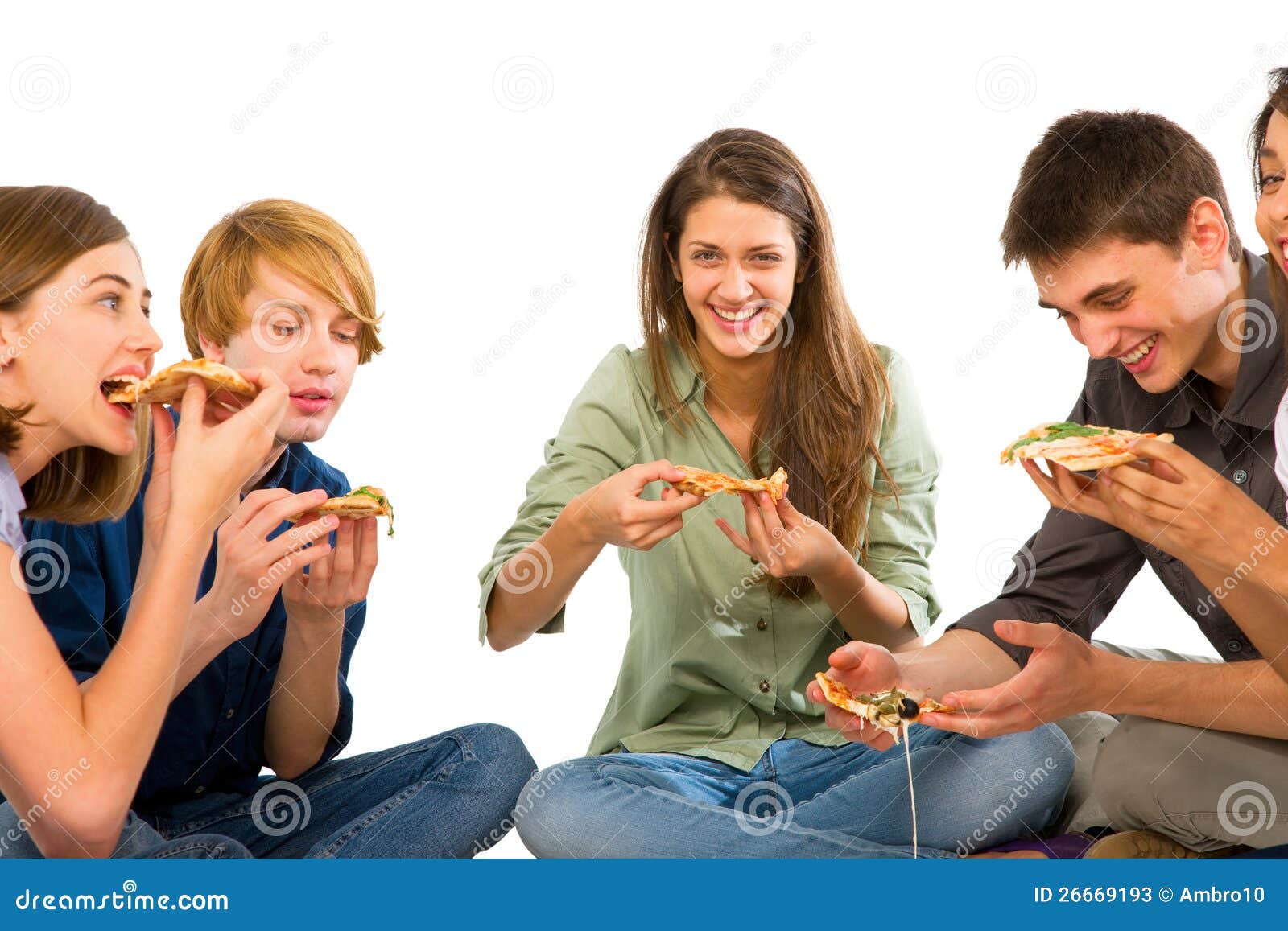 Adolescenti Che Mangiano Pizza Immagine Stock - Immagine di gruppo ...