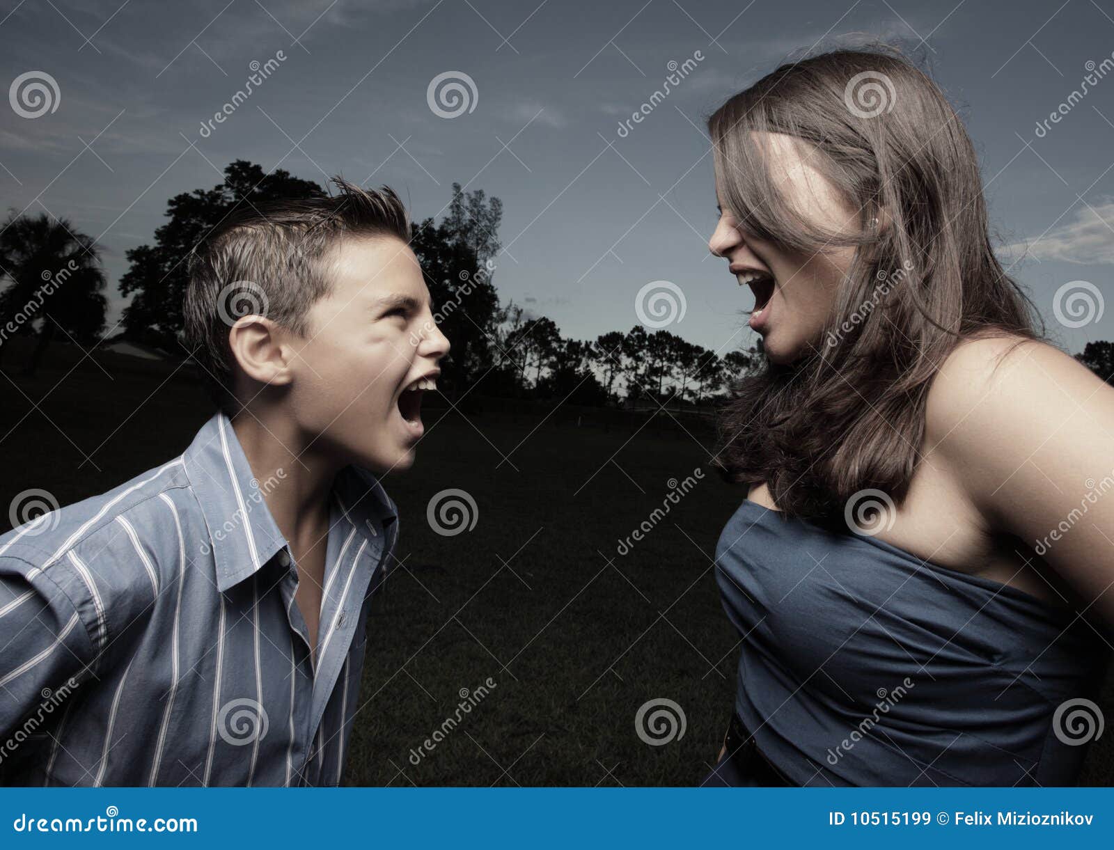 Adolescents Screaming at Each Other Stock Image - Image of profile ...