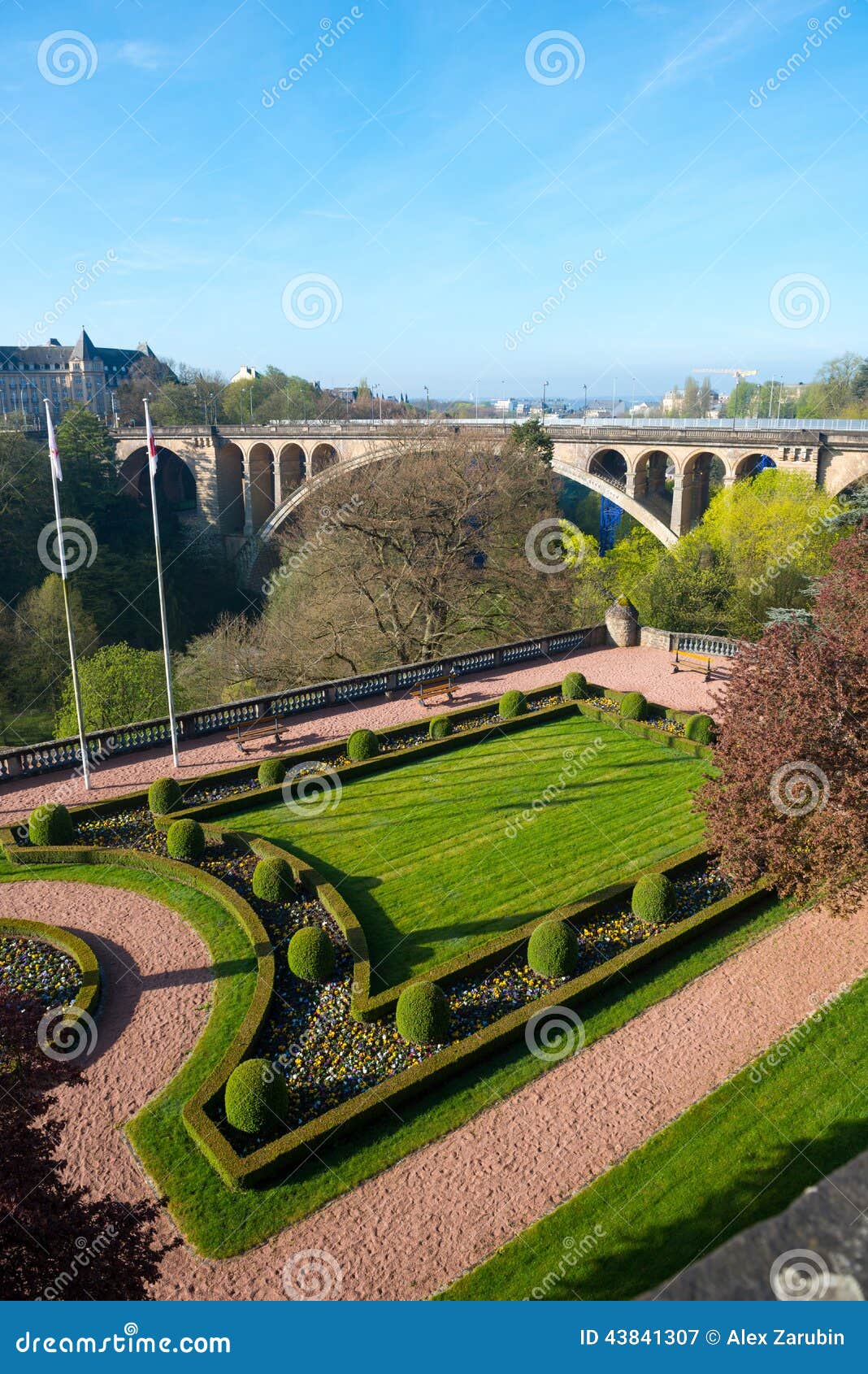 Famous Adolphe Bridge Was Built In 1903. Downtown City, Scenic View To ...