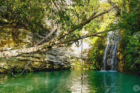 Adonis Baths Waterfalls in the Paphos, Cyprus. Stock Image - Image of ...