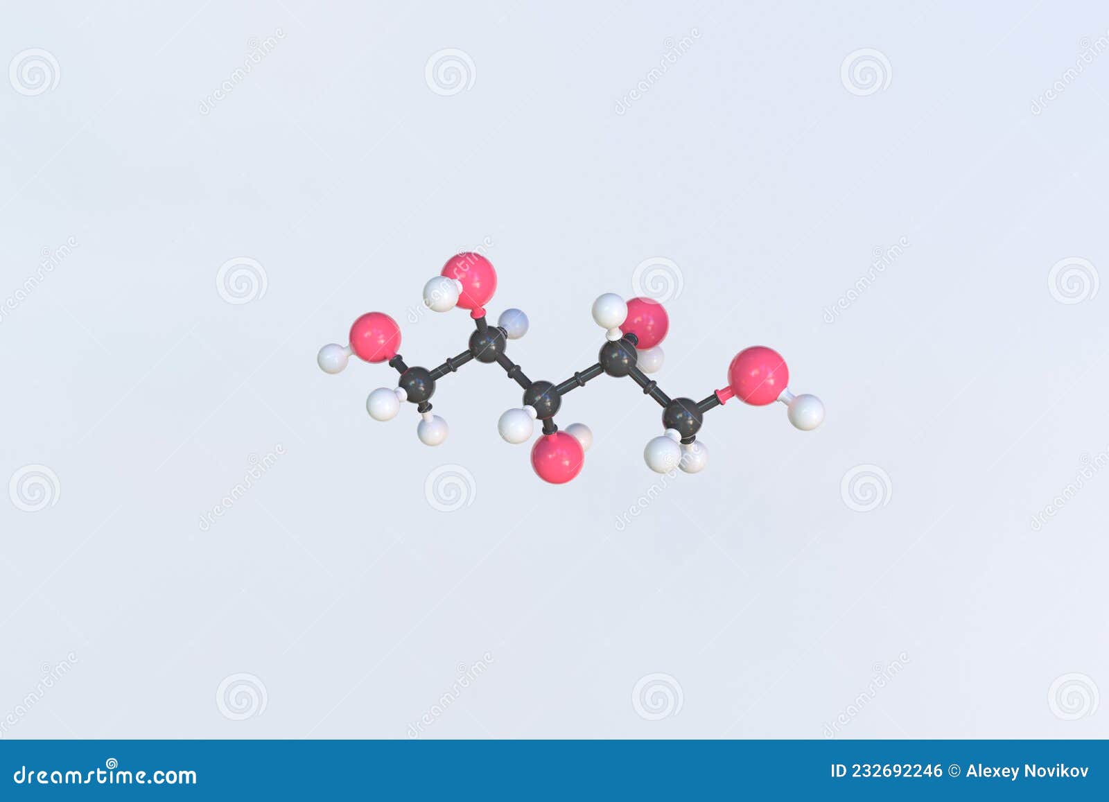 Adonitol Molecule, Isolated Molecular Model. 3D Rendering Stock ...