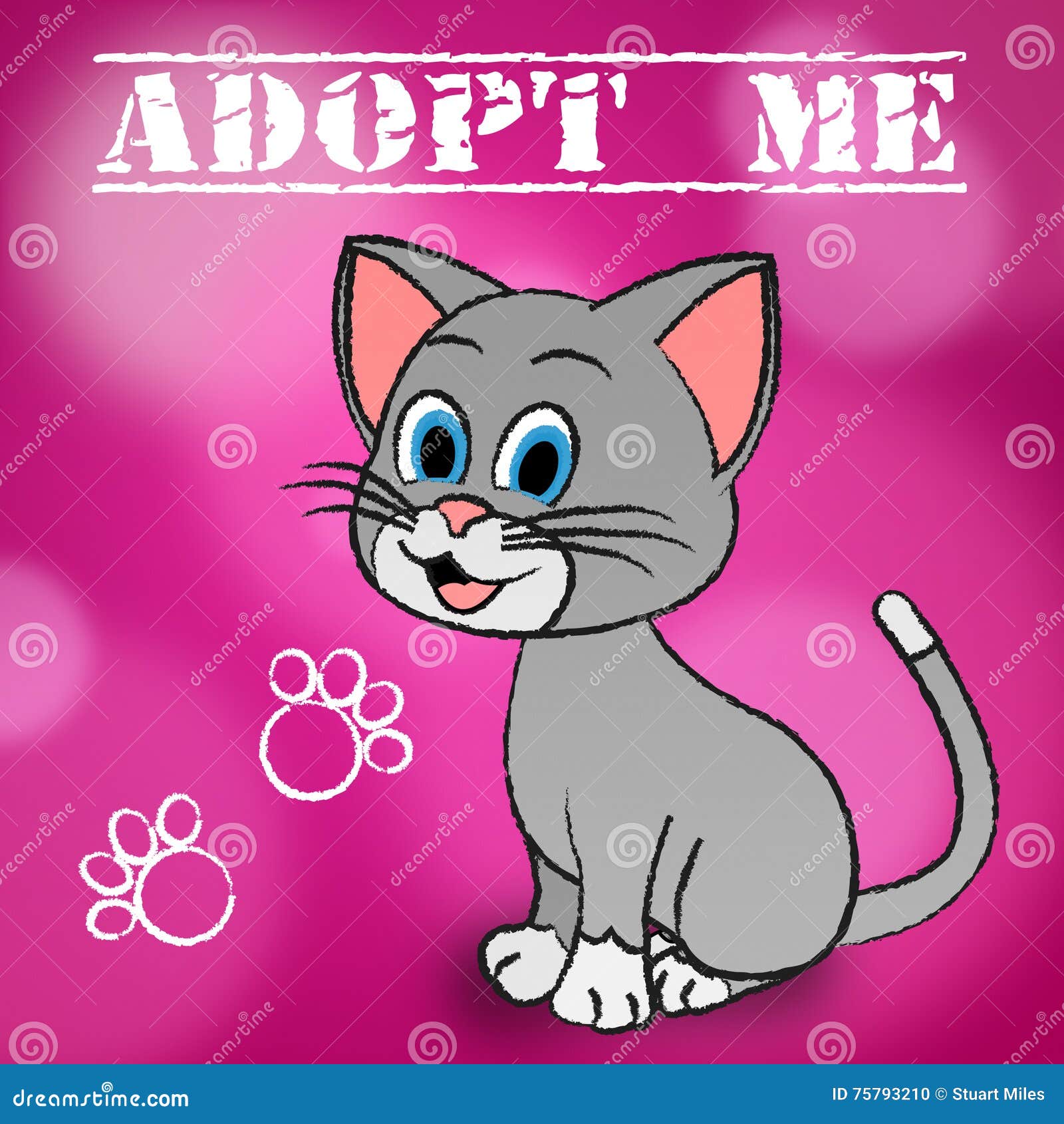 Adopt Cat Indicates Adoption Felines and Pet Stock Illustration ...
