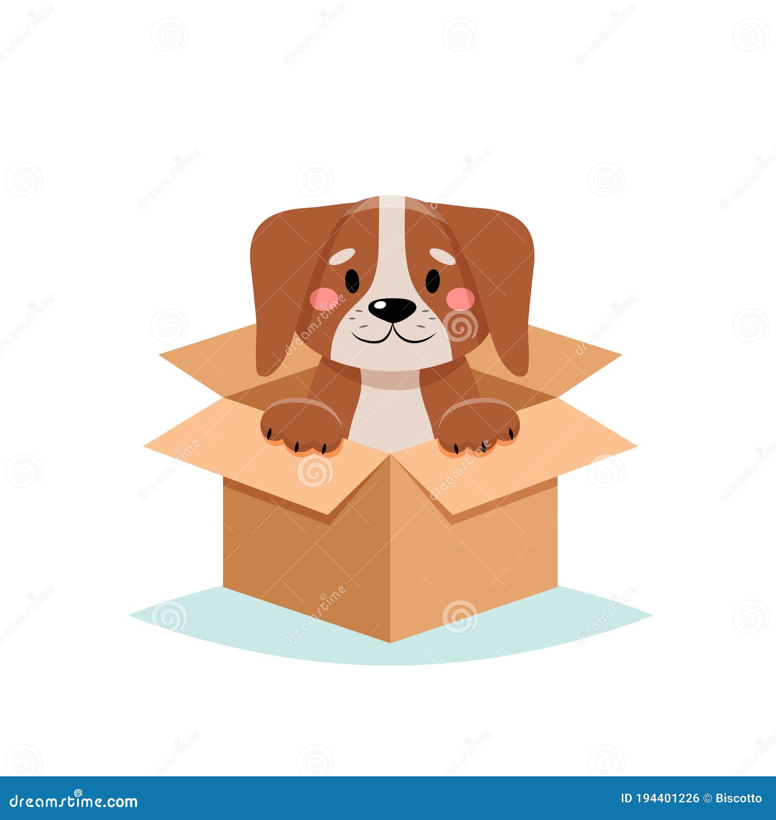 Adopt a Pet - Cute Dog in a Box, Isolated on White Background Stock ...