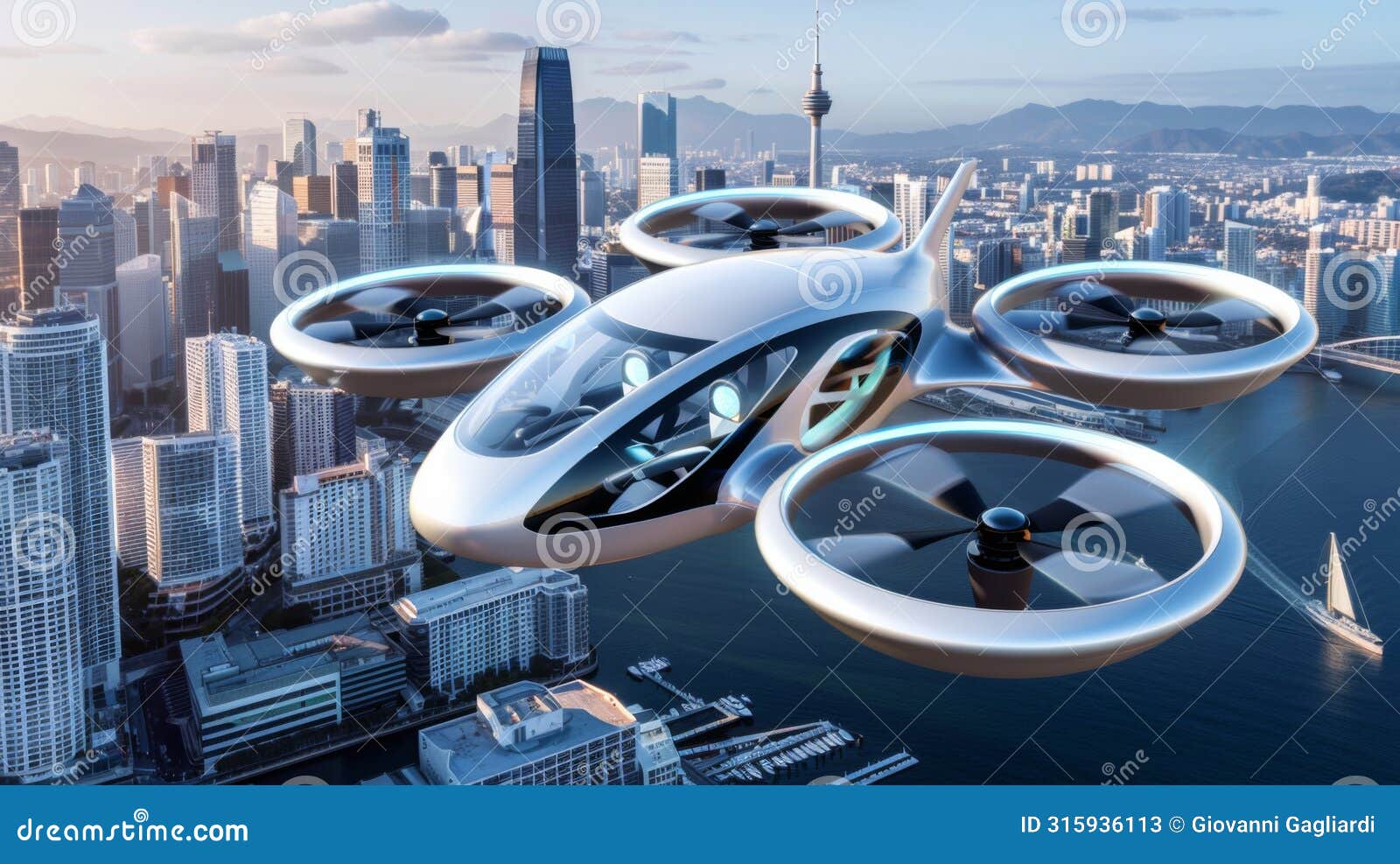 A flying car stock image. Image of drone, generated - 315936113