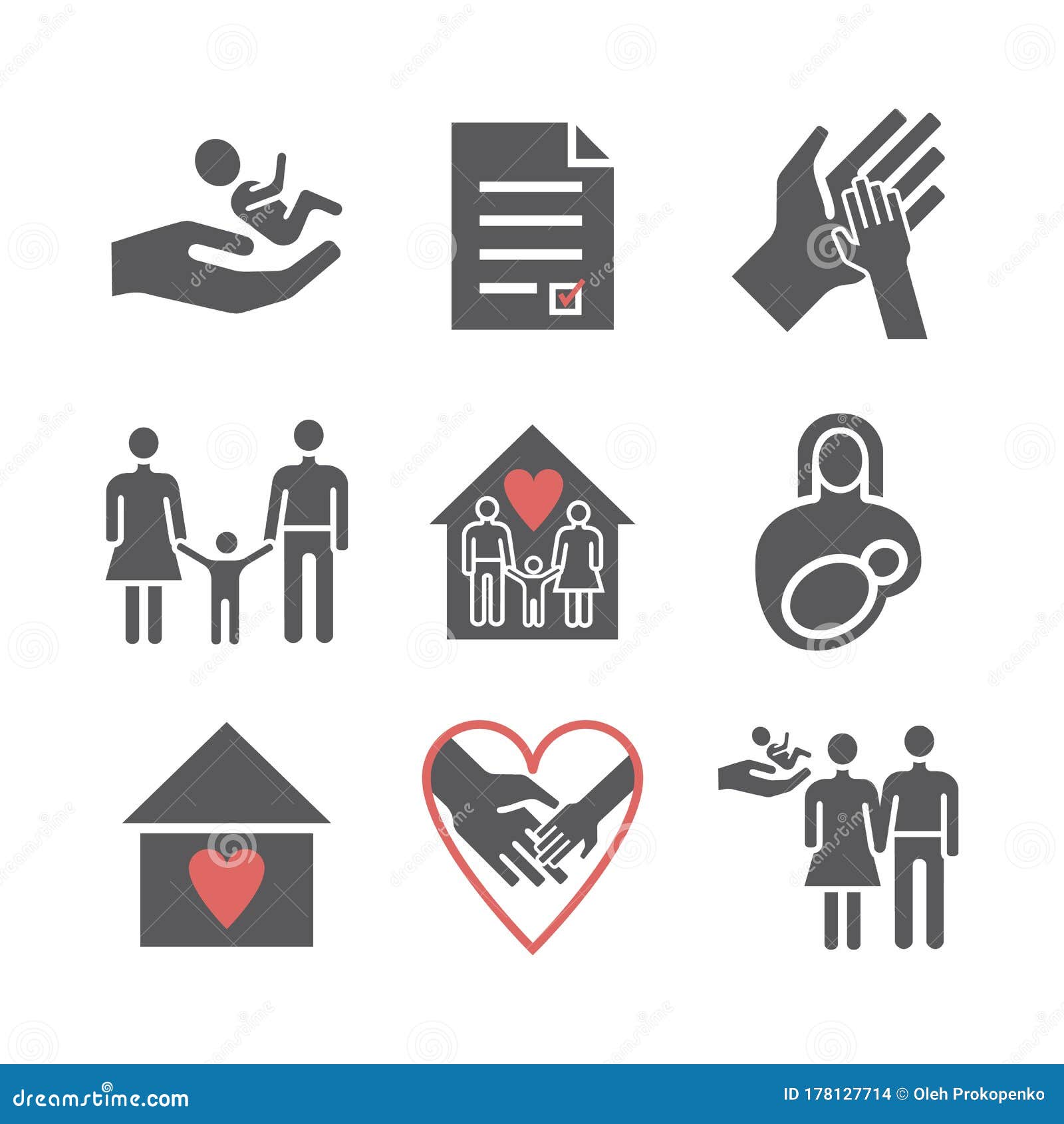 Adoption Icons Set. Vector Signs for Web Graphics Stock Vector ...