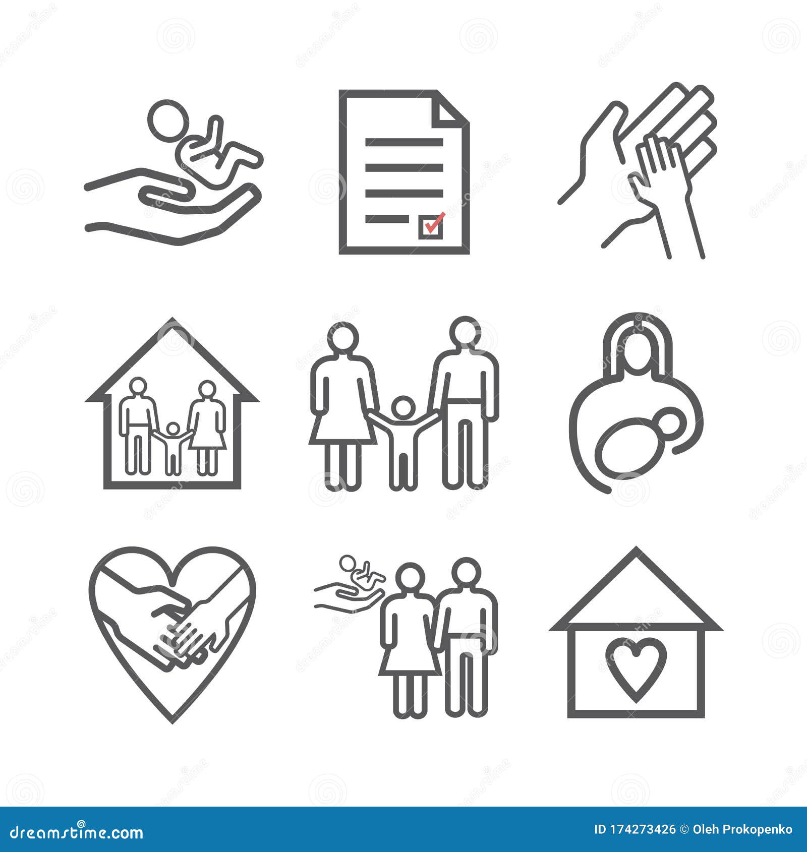 Adoption Line Icons Set. Vector Signs for Web Graphics Stock Vector ...