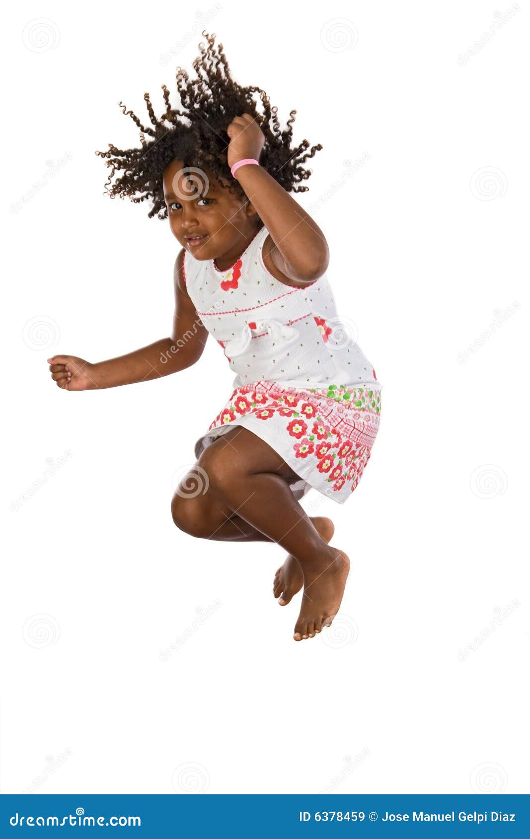 Adorable African Girl Jumping Stock Image - Image of isolated, dance ...