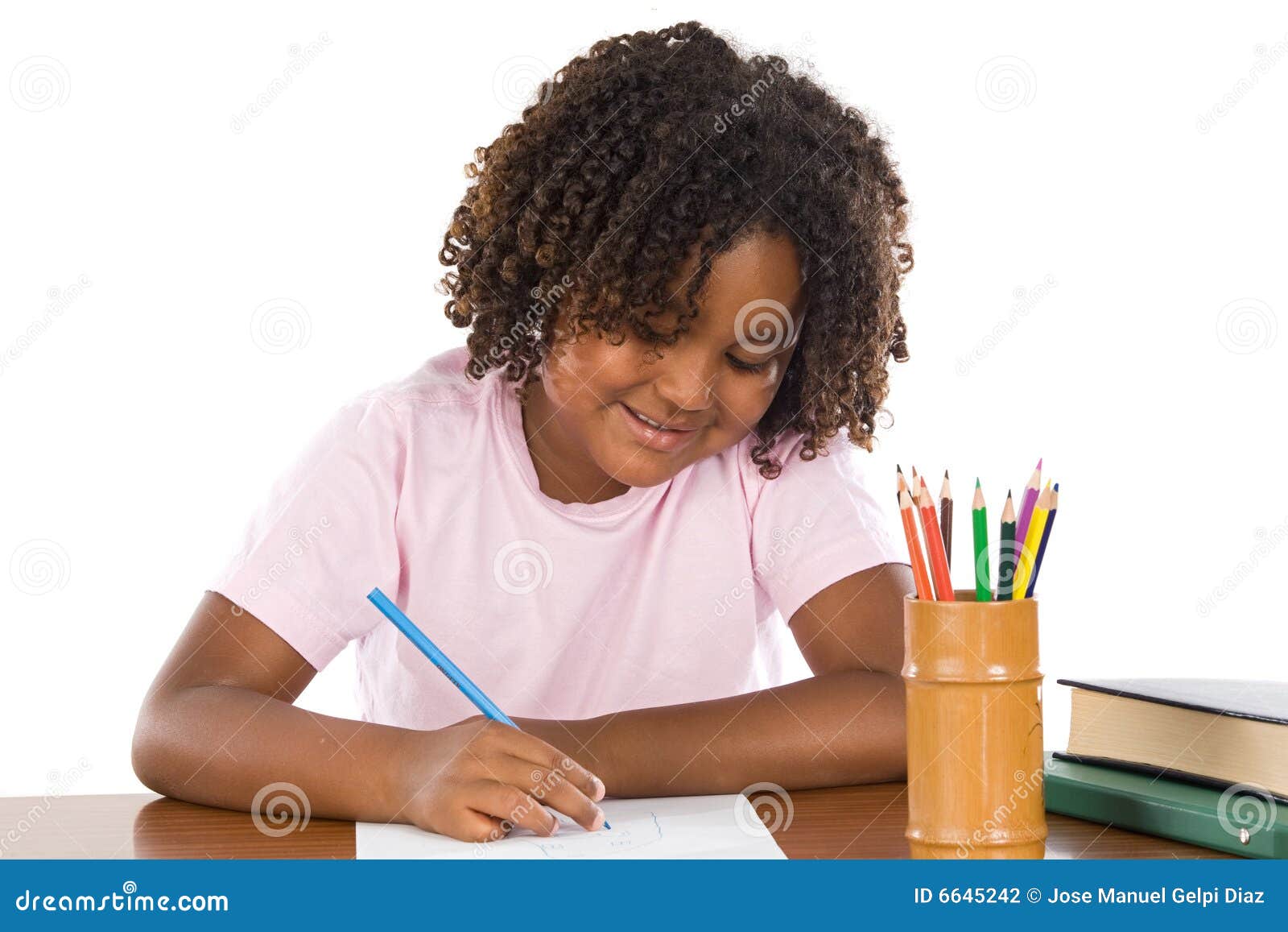Adorable African Girl Writing Stock Photo - Image of childhood, people ...