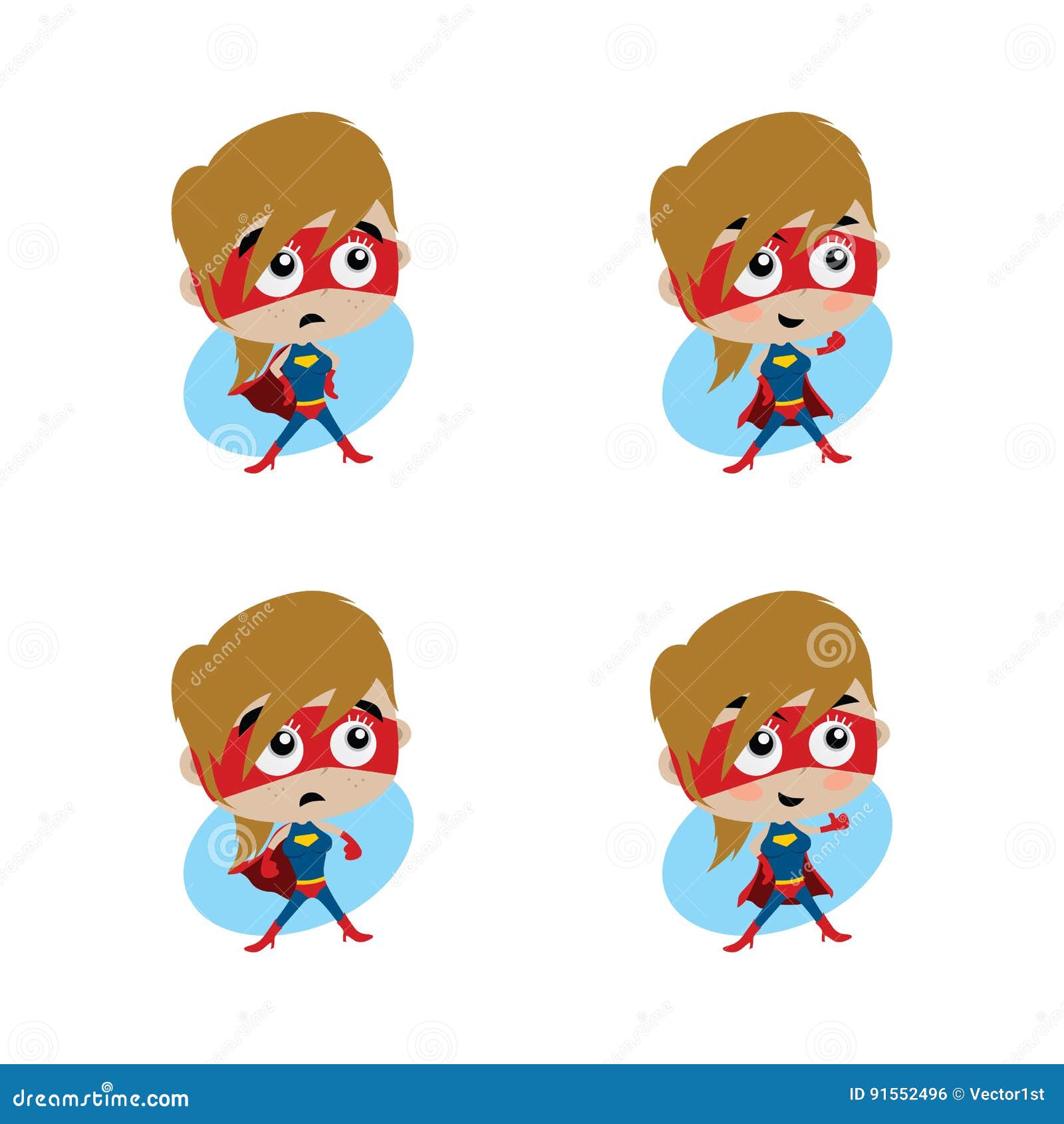Adorable and Amazing Cartoon Superhero in Classic Pose Stock ...