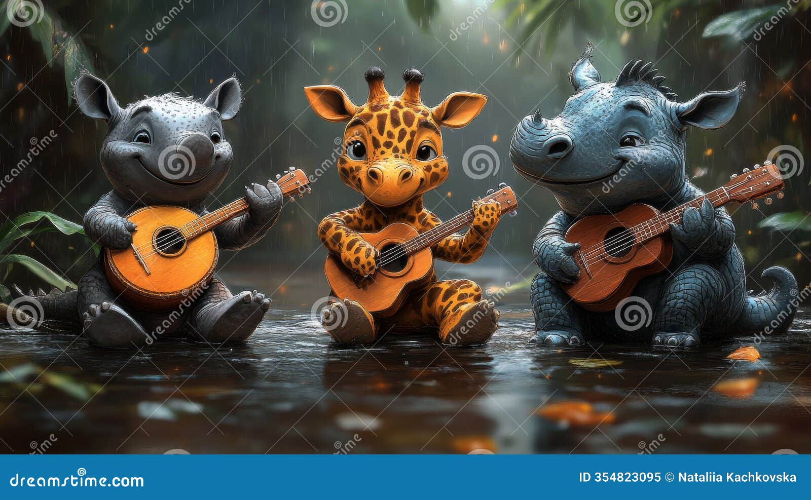Adorable Animals Playing Musical Instruments Set Stock Illustration ...