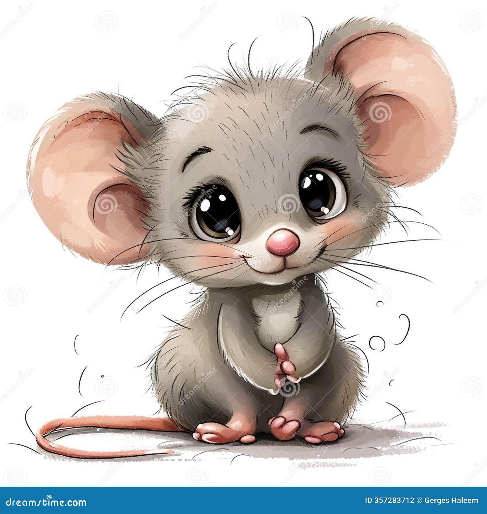 Adorable Animated Gray Mouse with Big Eyes and a Friendly Smile. Stock ...