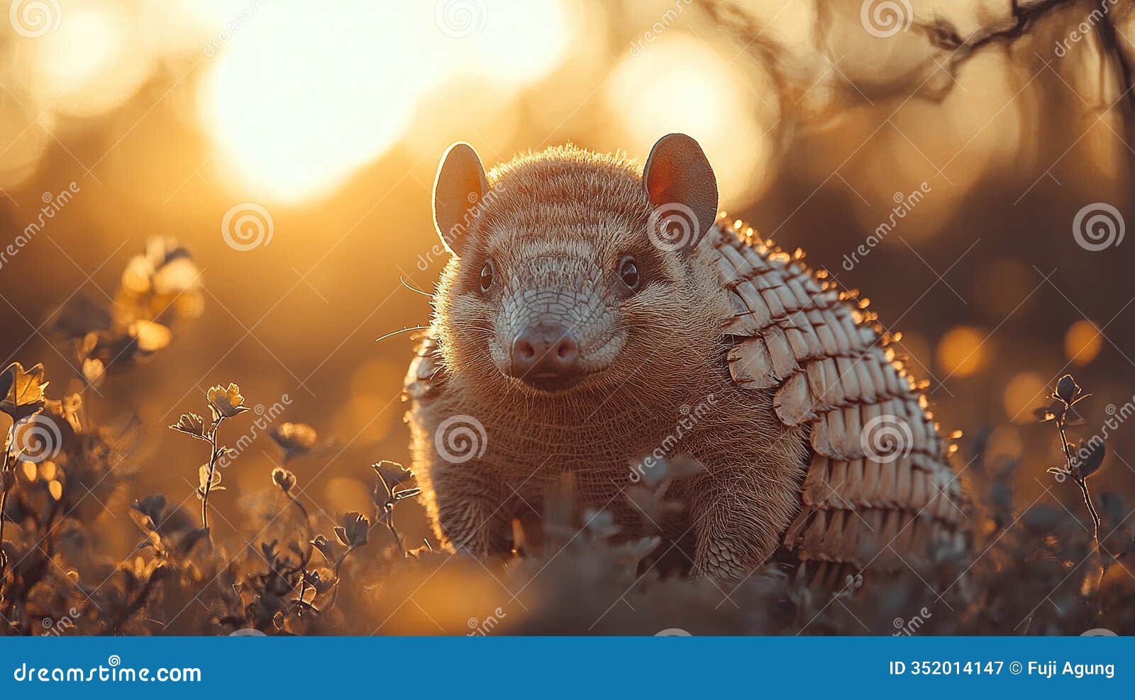 Armadillo Sitting And Smiling Cartoon Vector Illustration Simple ...