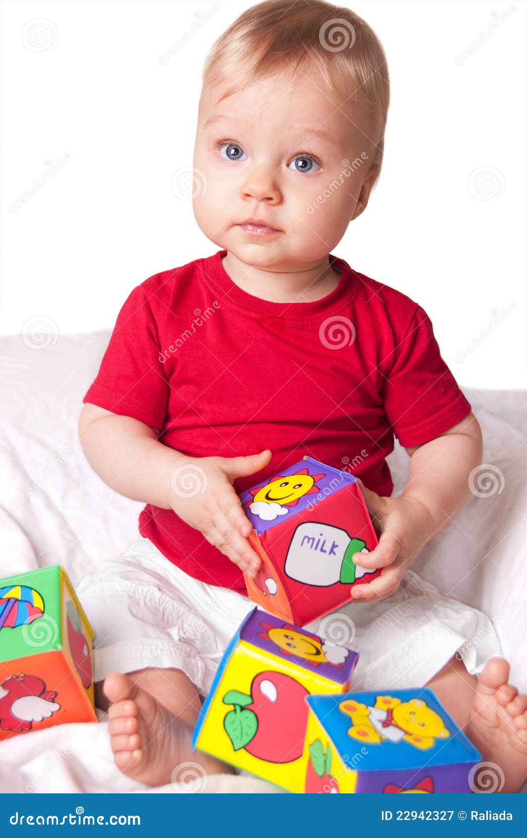 Adorable Baby Boy with Colorful Blocks Stock Image - Image of cute ...