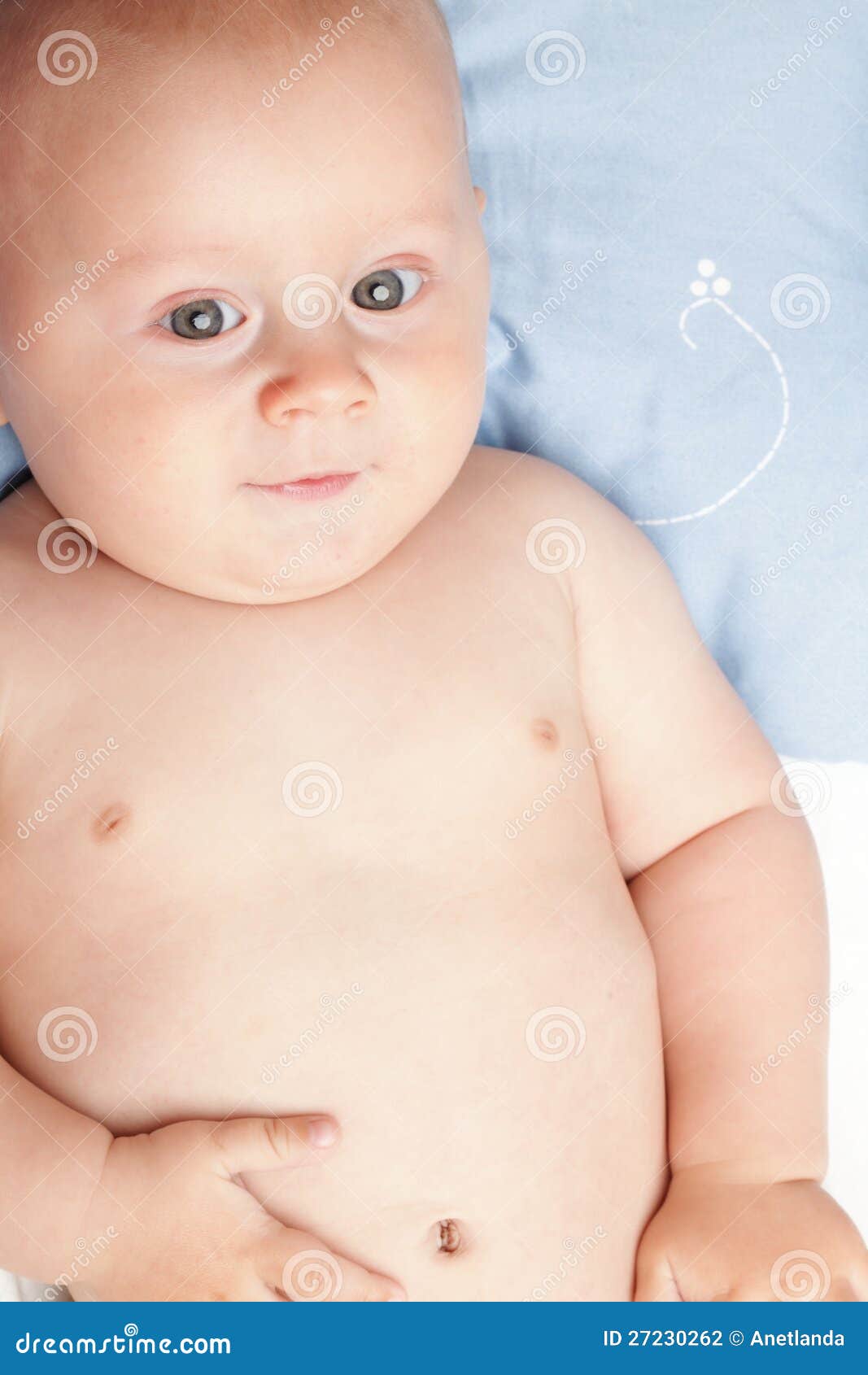 Adorable Baby Boy Liyng in Bed Stock Photo - Image of childhood ...