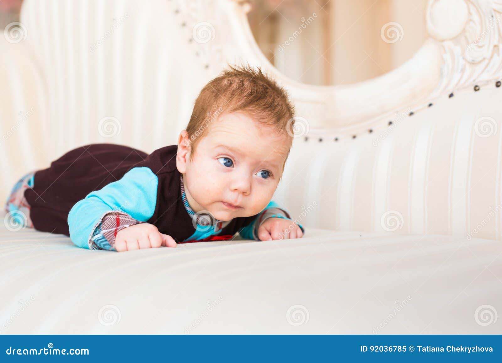 Adorable Baby Boy Lying on Tummy Stock Image - Image of cute, infant ...