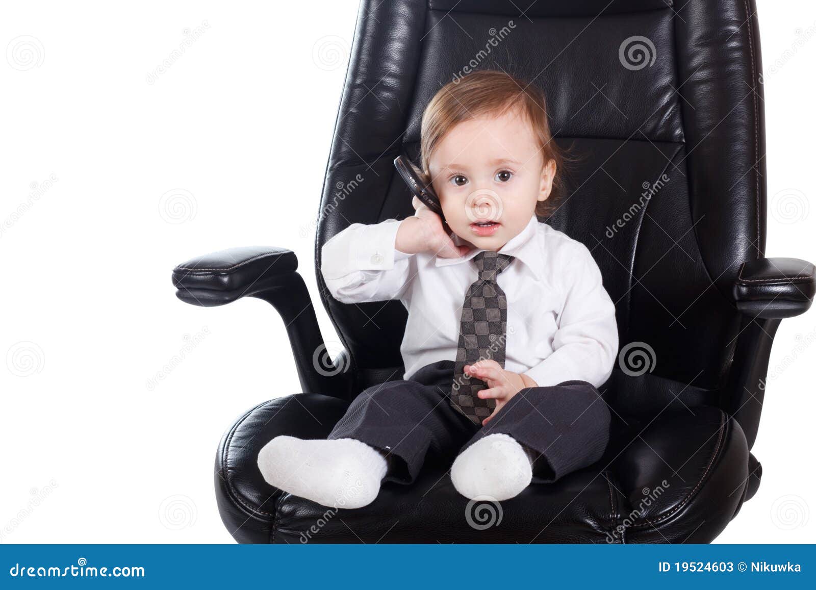 Adorable Baby Businessman with Phone Stock Image - Image of caucasian ...