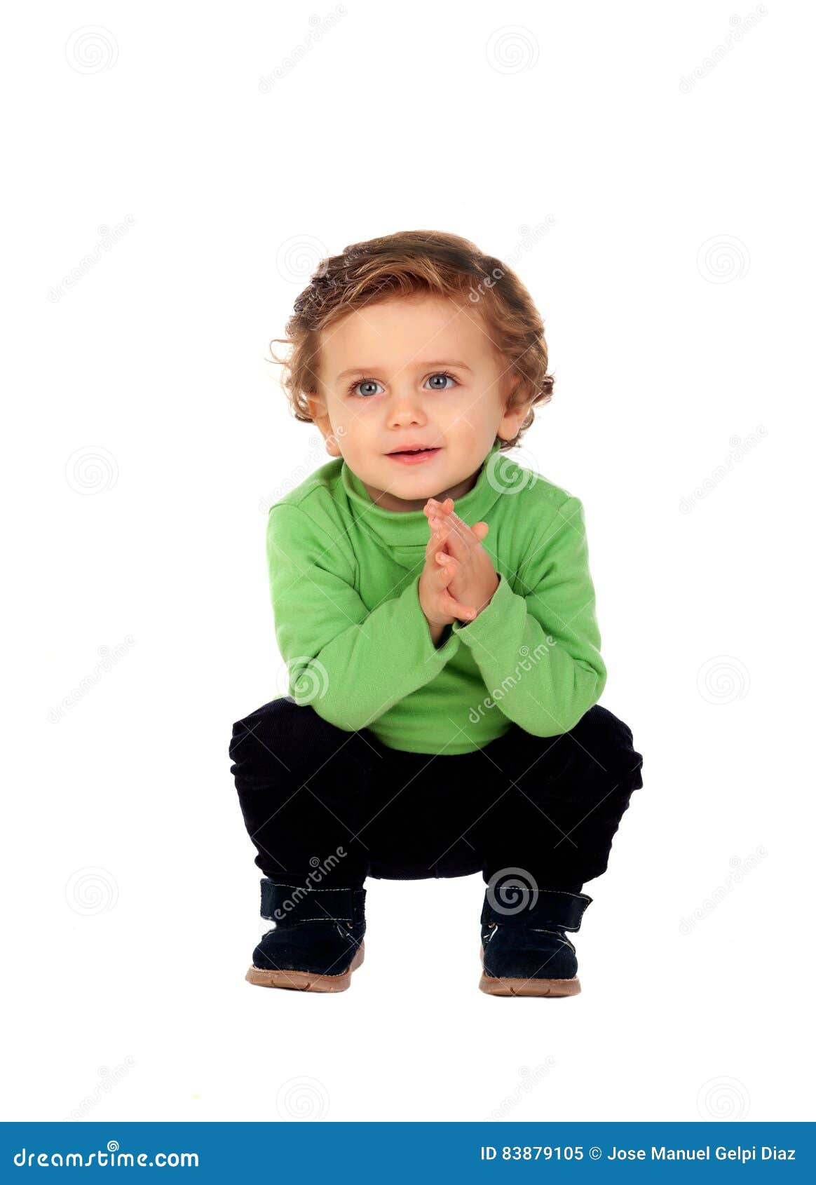 Adorable Baby Crouching Down Stock Image - Image of gesture, cheerful ...