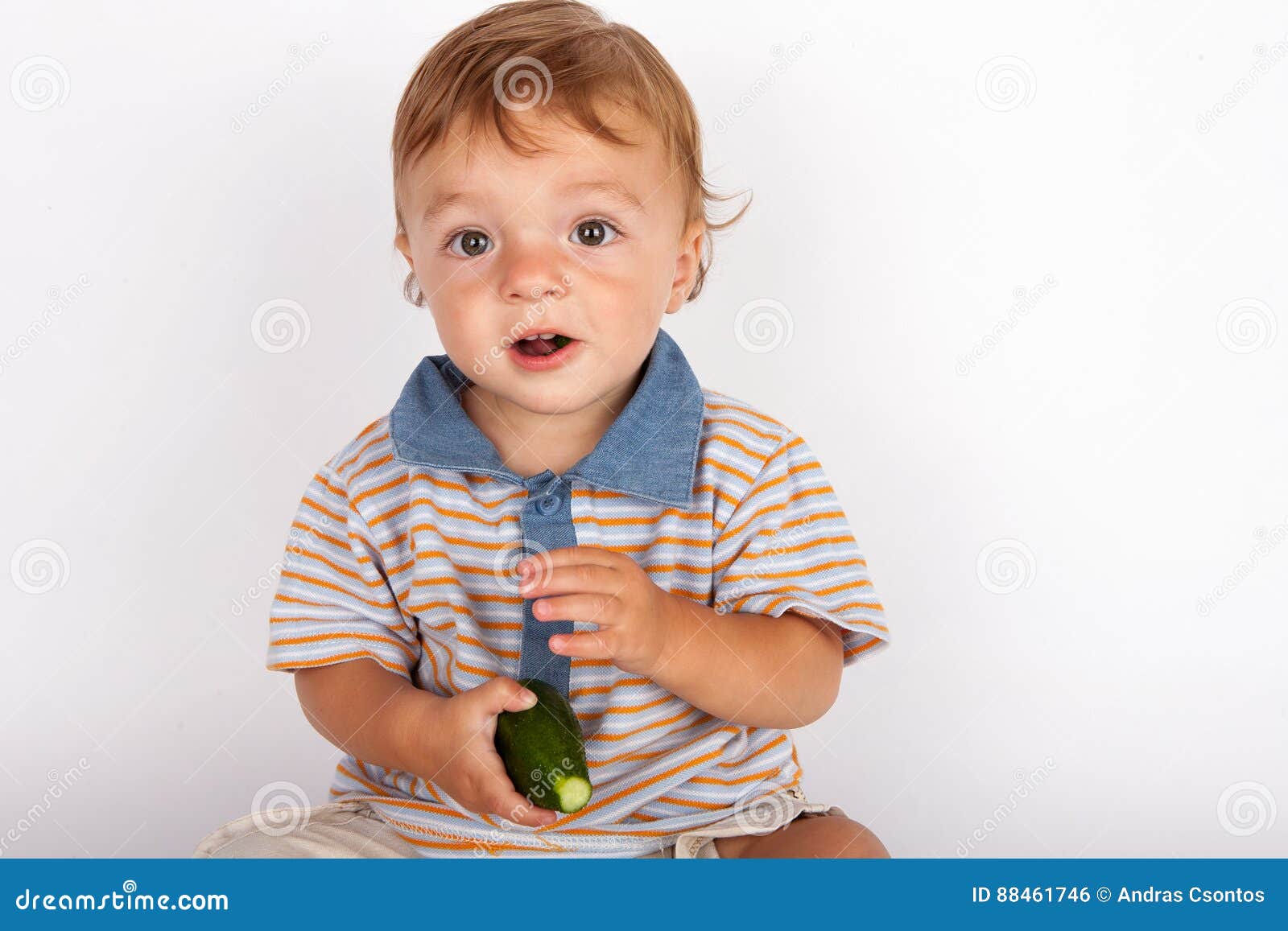 Adorable Baby Eating Cucumber Stock Photo - Image of little, healthy ...