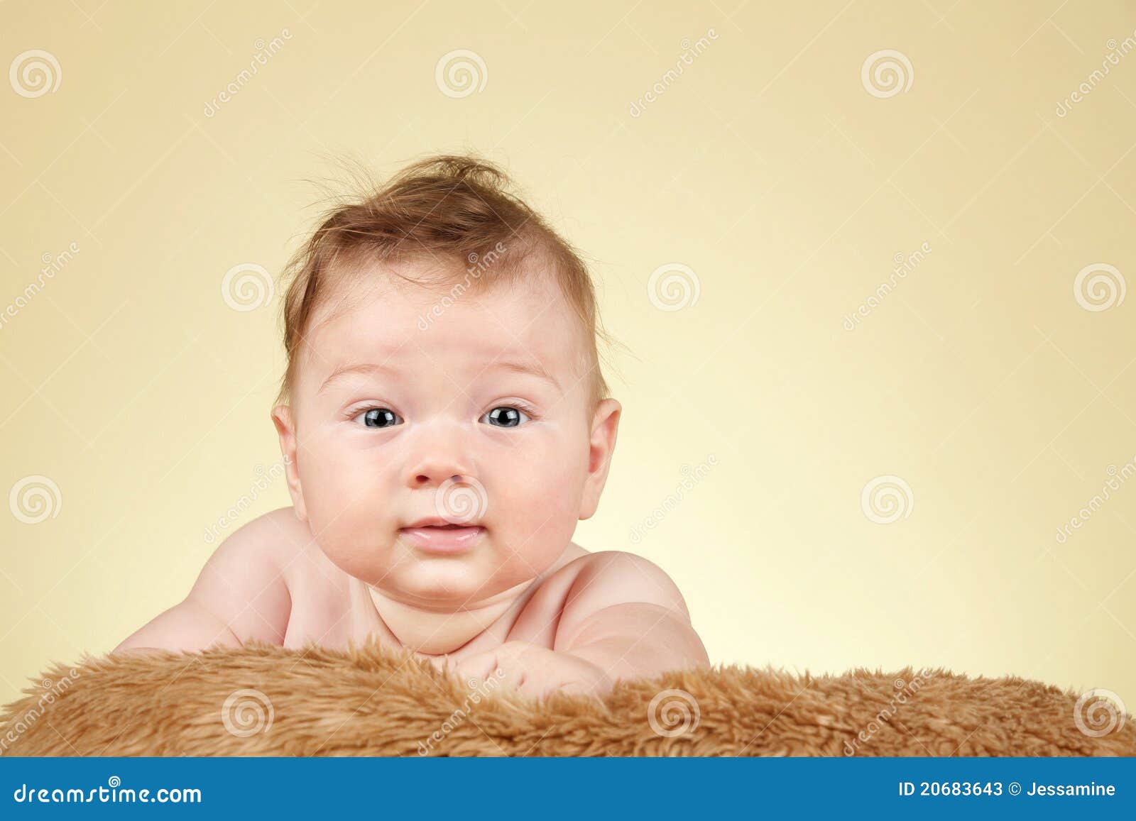 Adorable Baby on Fur Blanket Stock Image - Image of infant, expression ...