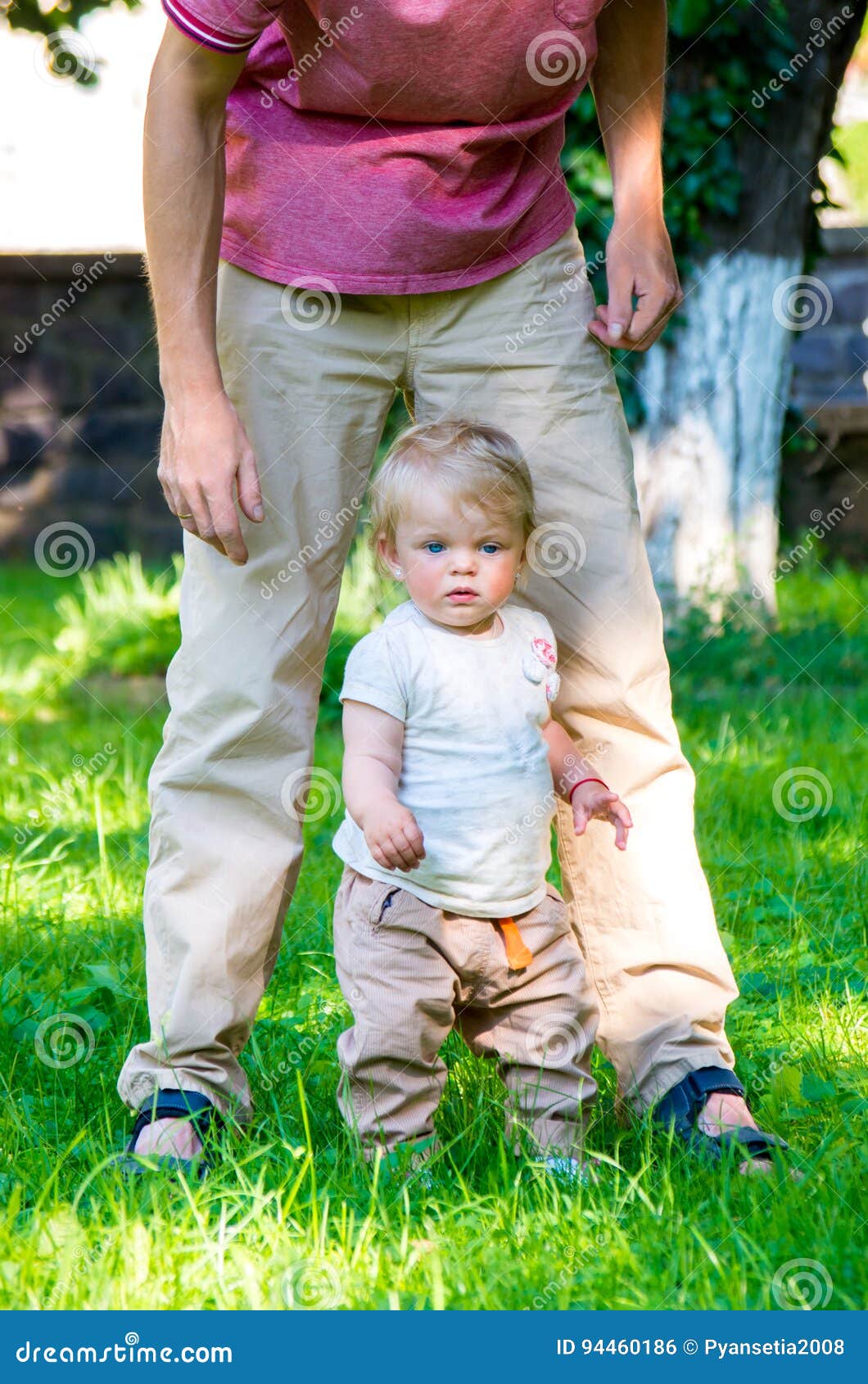 Adorable Baby Girl Making First Steps Stock Photo - Image of cute, girl ...