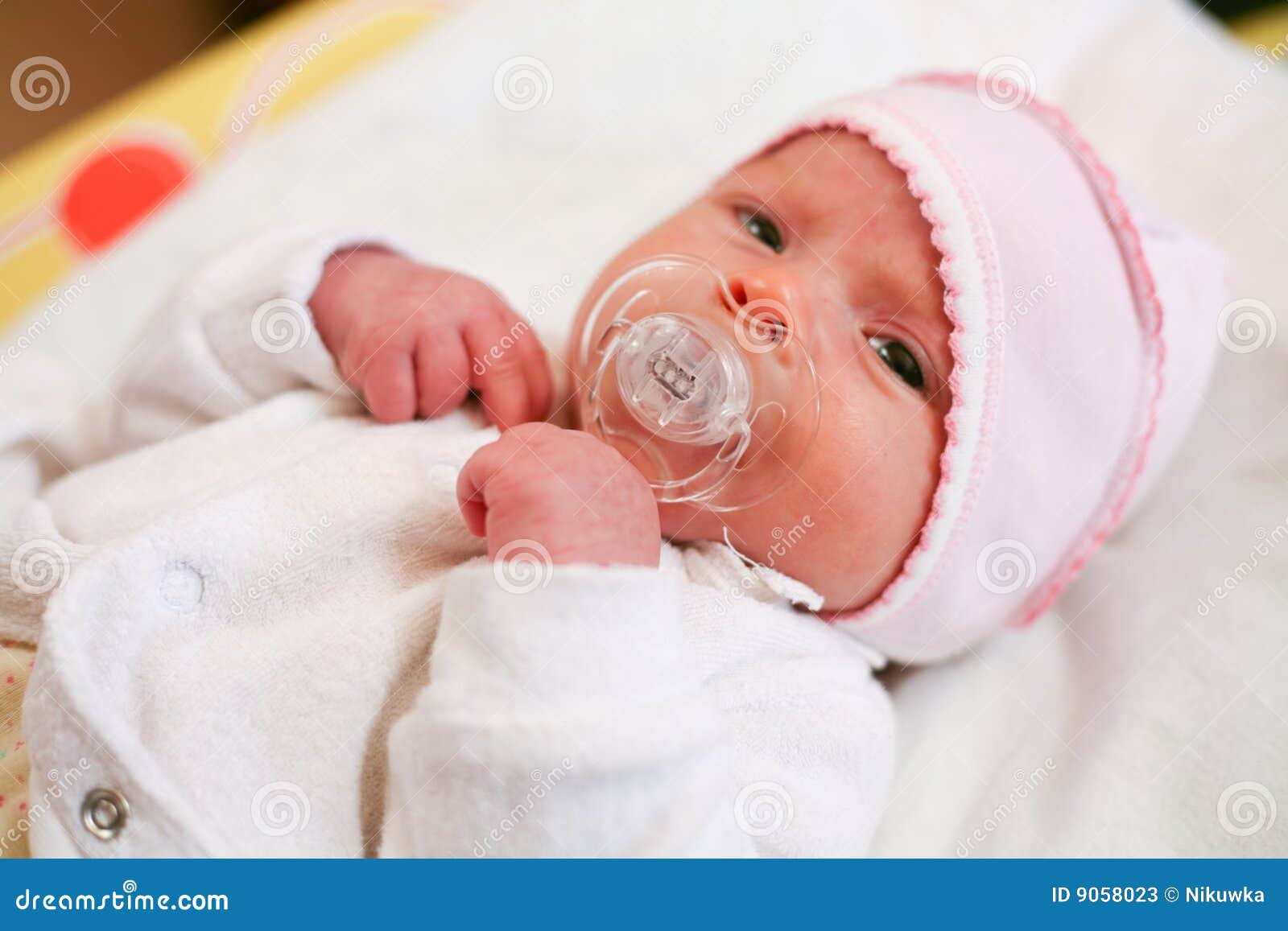 Adorable Baby with Pacifier Stock Image - Image of happy, head: 9058023