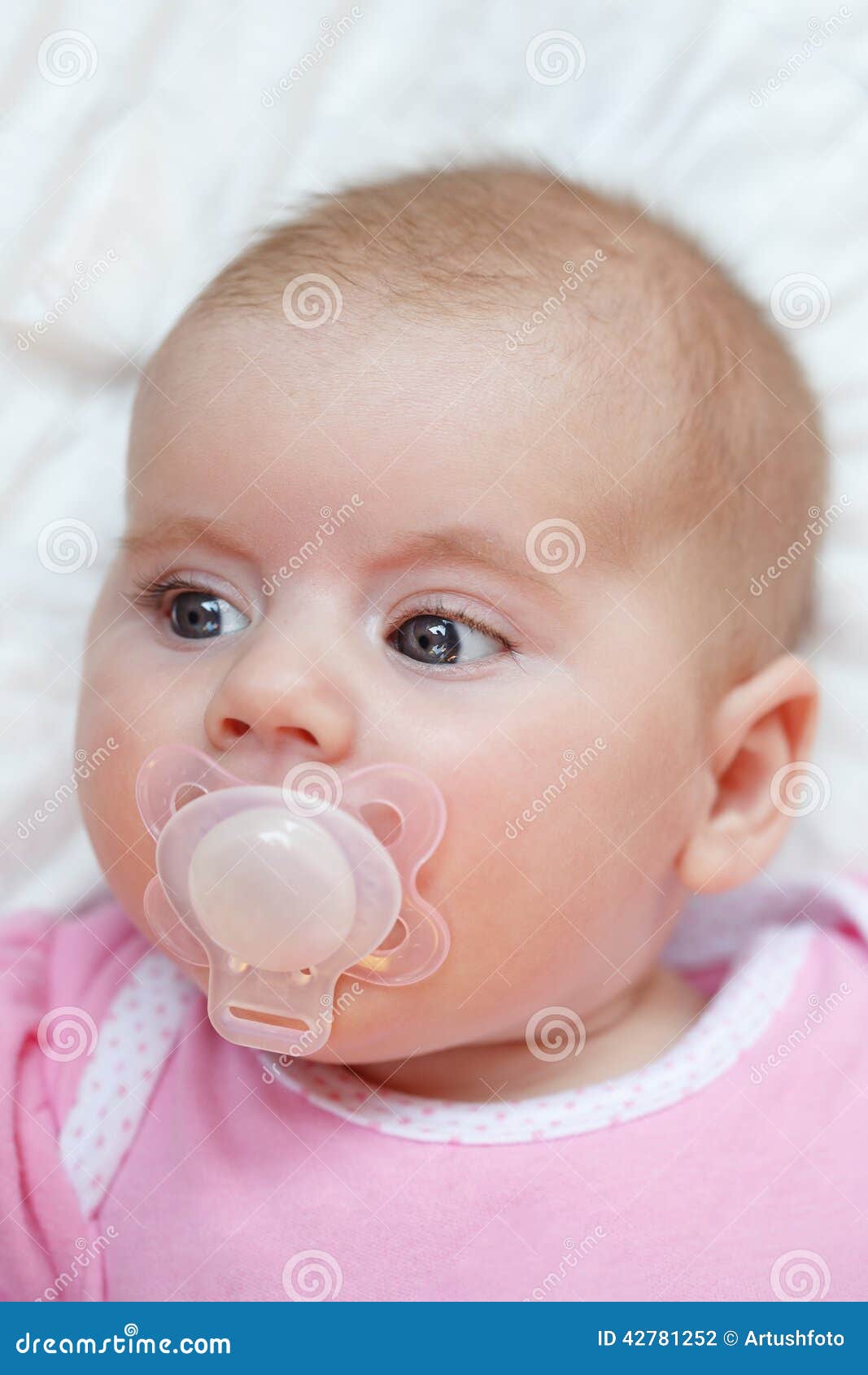 Adorable Baby with Pacifier Stock Photo - Image of newborn, little ...