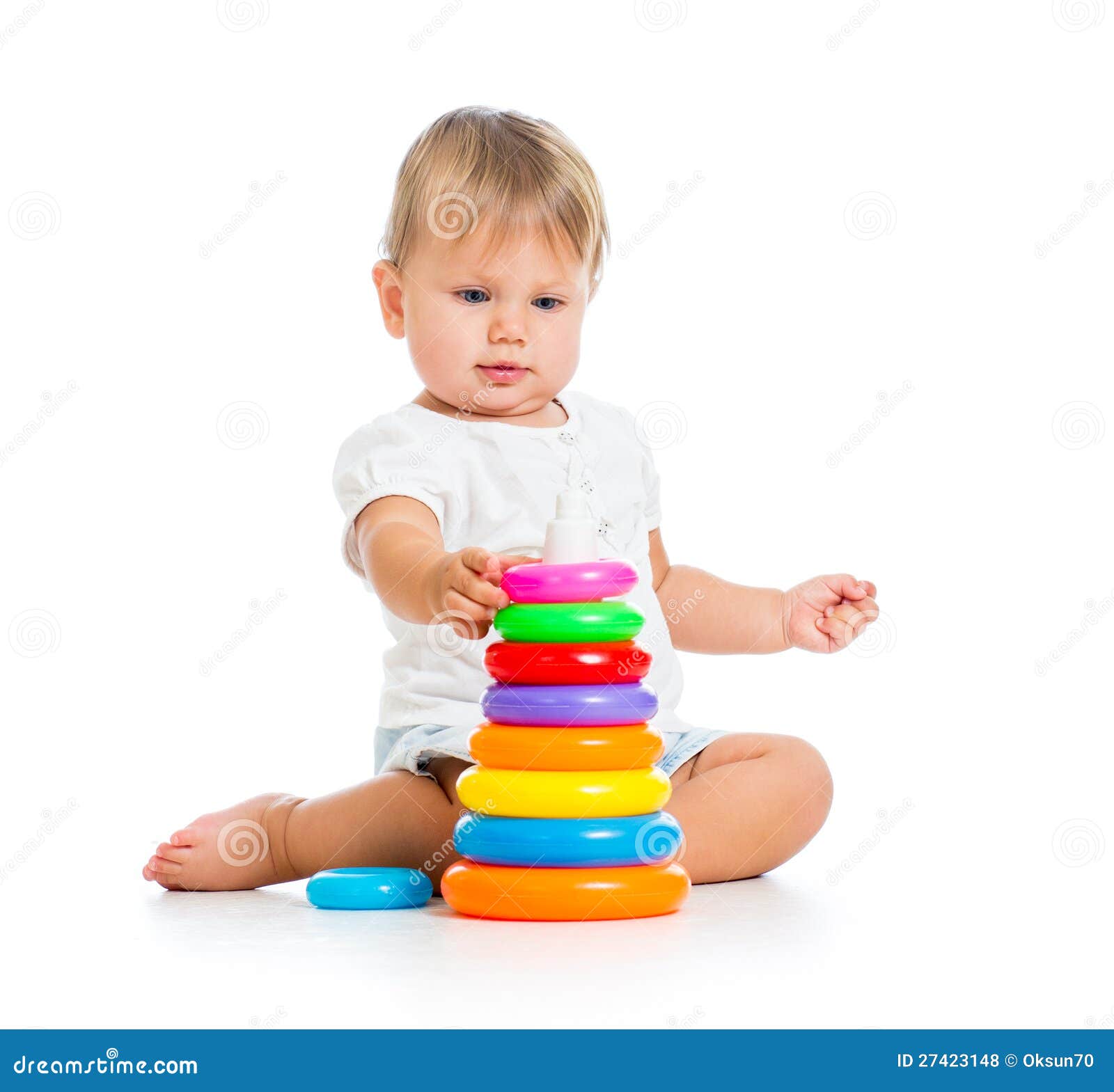 Adorable Baby Playing with Color Toy Stock Photo - Image of logic ...