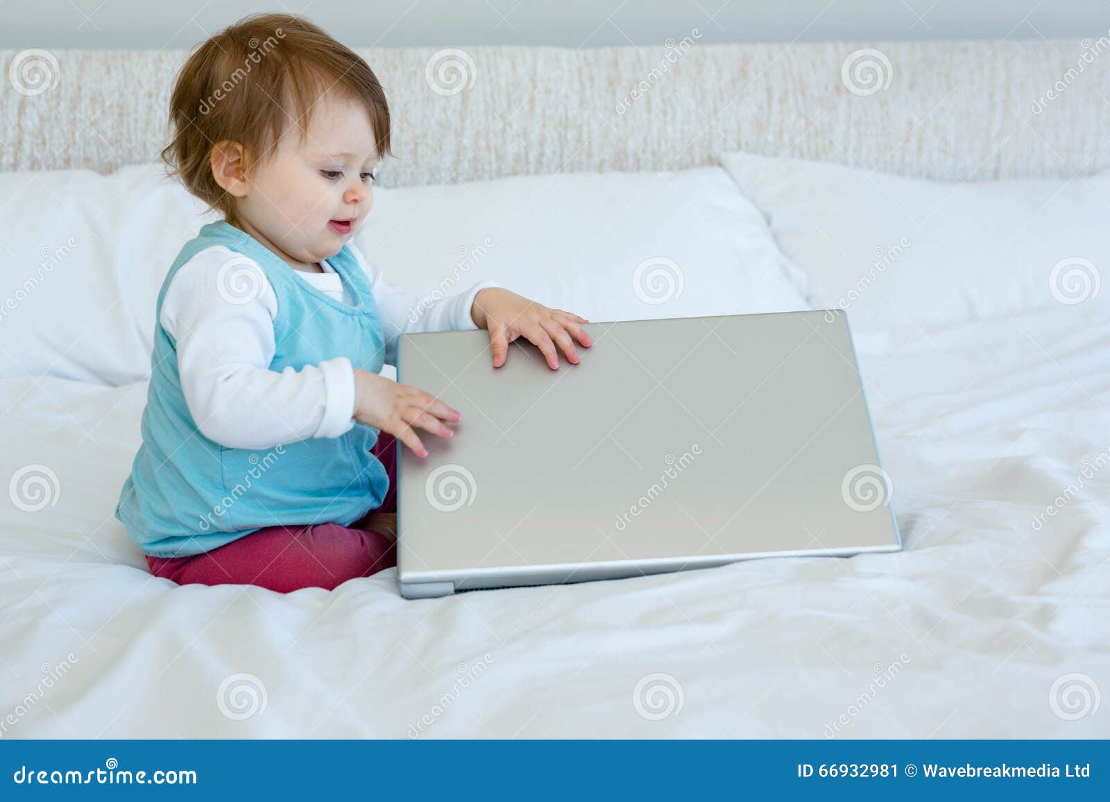Adorable Baby Playing with a Laptop Stock Image - Image of ...