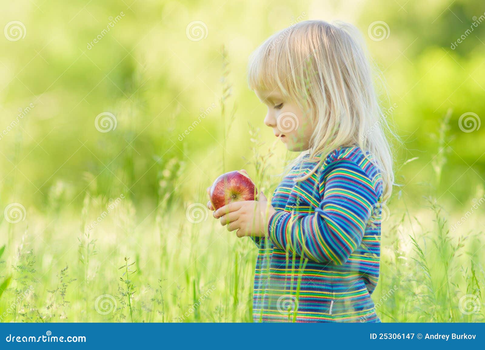 Adorable Baby with Red Apple Stock Image - Image of smiling, food: 25306147