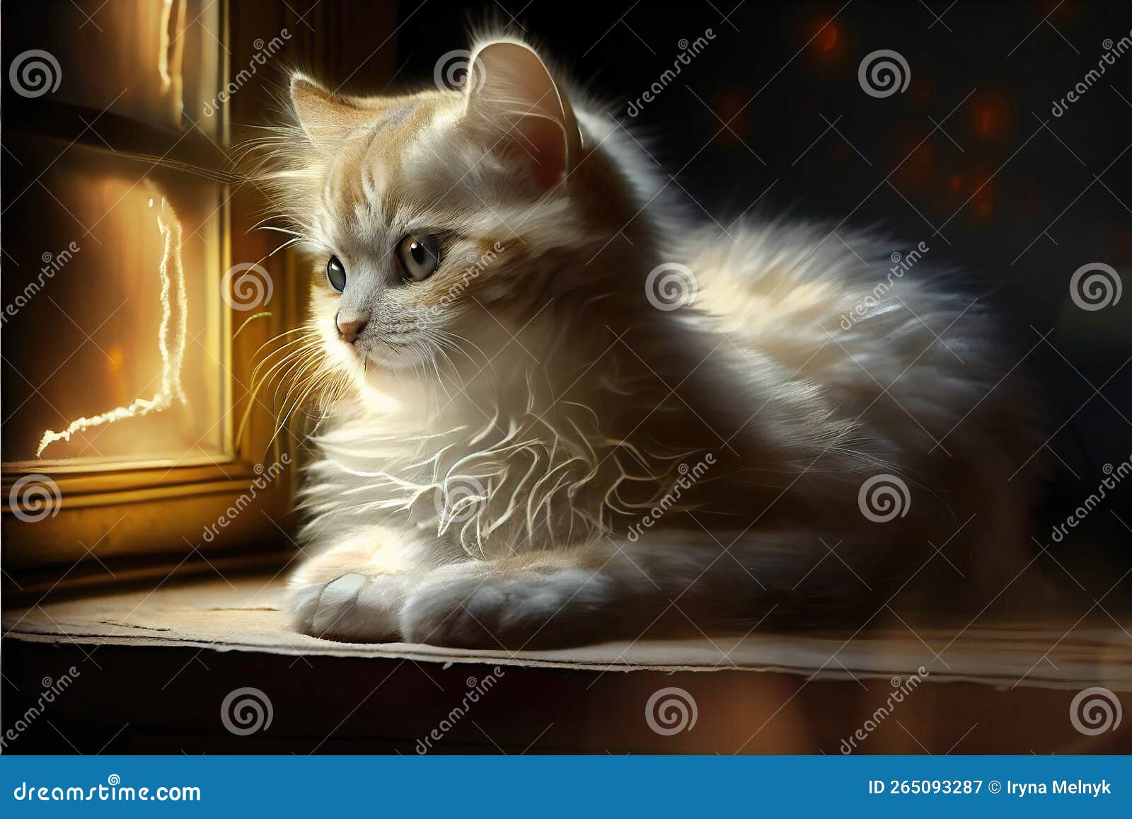 Beautiful Kitty Looking through the Window on a Dark Background Made ...
