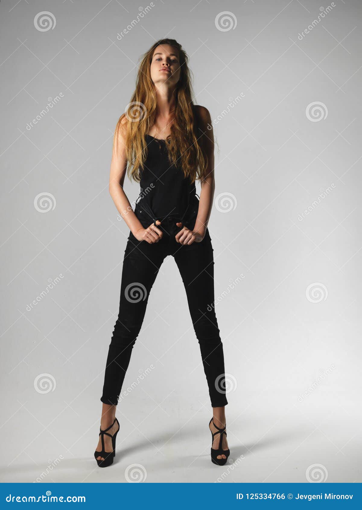 Adorable Beauty Attractive Long Legs Long Hair Slim Model Woma Stock