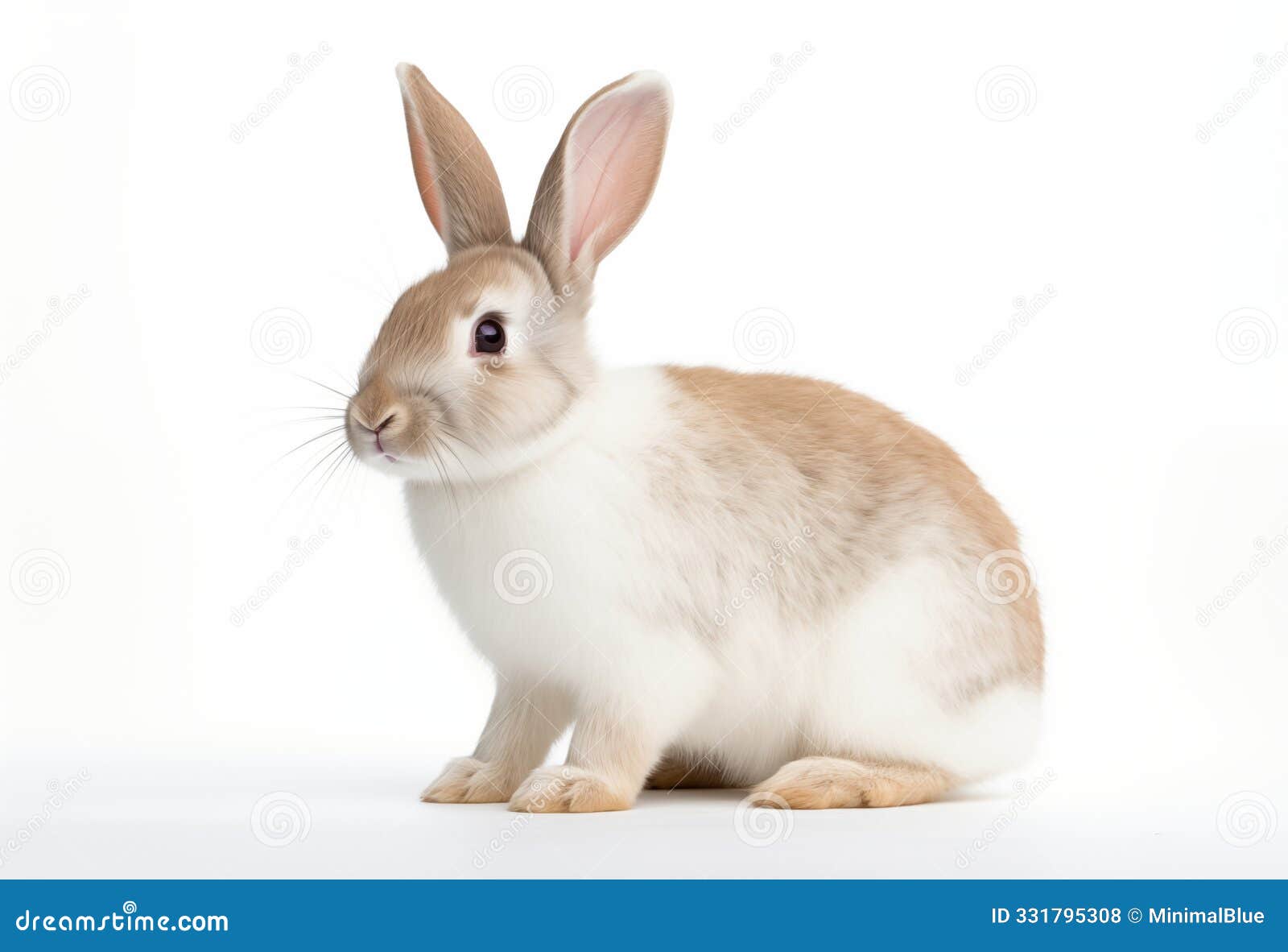 Adorable Beige Rabbit Sitting on White Background Stock Illustration ...