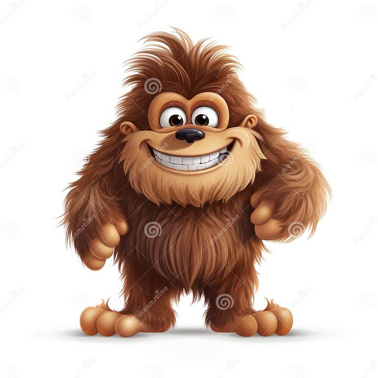 Adorable Bigfoot Clip Art With Tall Lanky Body And Fuzzy Fur Stock Illustration Illustration