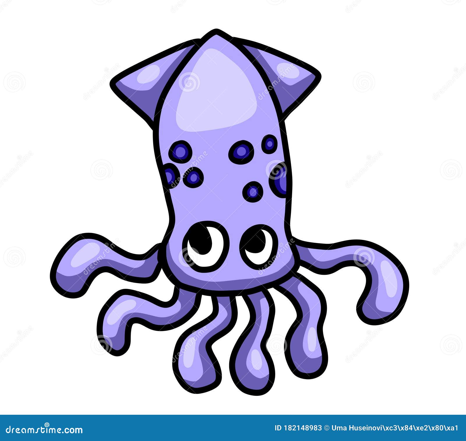 A Silly Adorable Blue Squid Stock Illustration - Illustration of comic ...