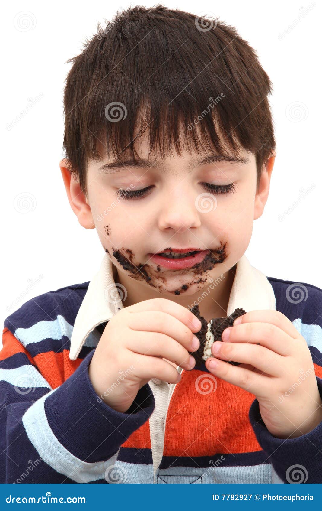 Adorable Boy Eating Cookies Stock Image - Image of cute, chocolate: 7782927