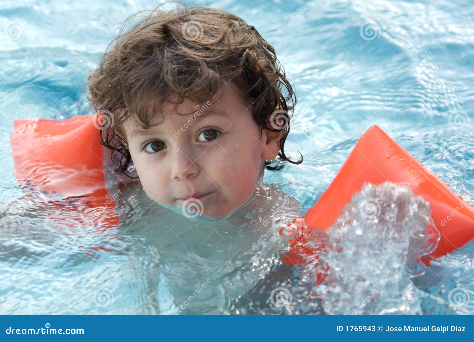 Adorable Boy Learning To Swim Stock Image - Image of life, innocence ...