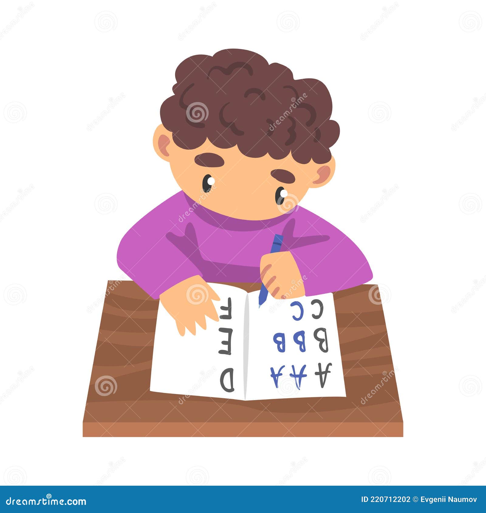 Adorable Boy Learning To Write, Elementary School Student Making ...