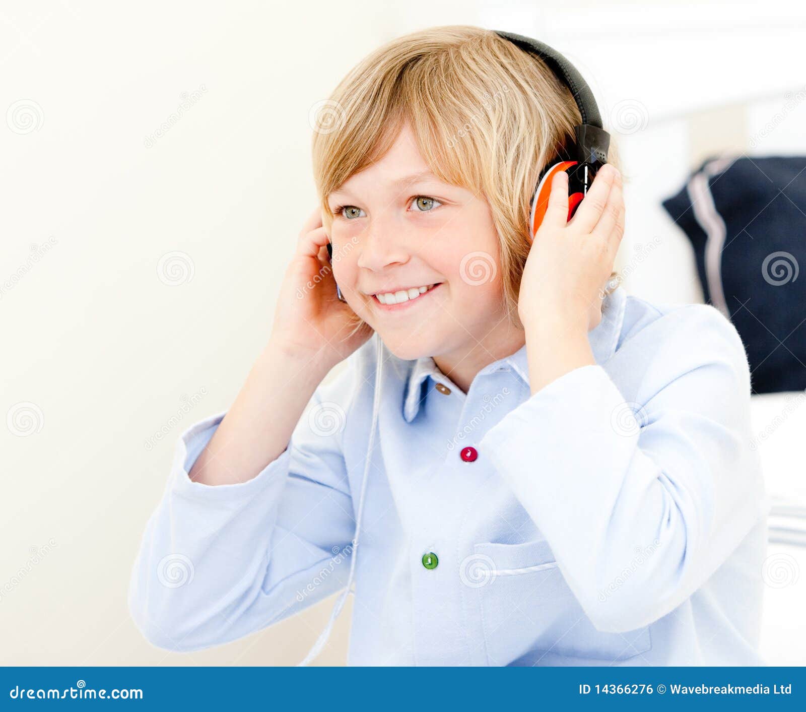 Adorable Boy Listening Music Stock Photo - Image of earphones, harmony ...