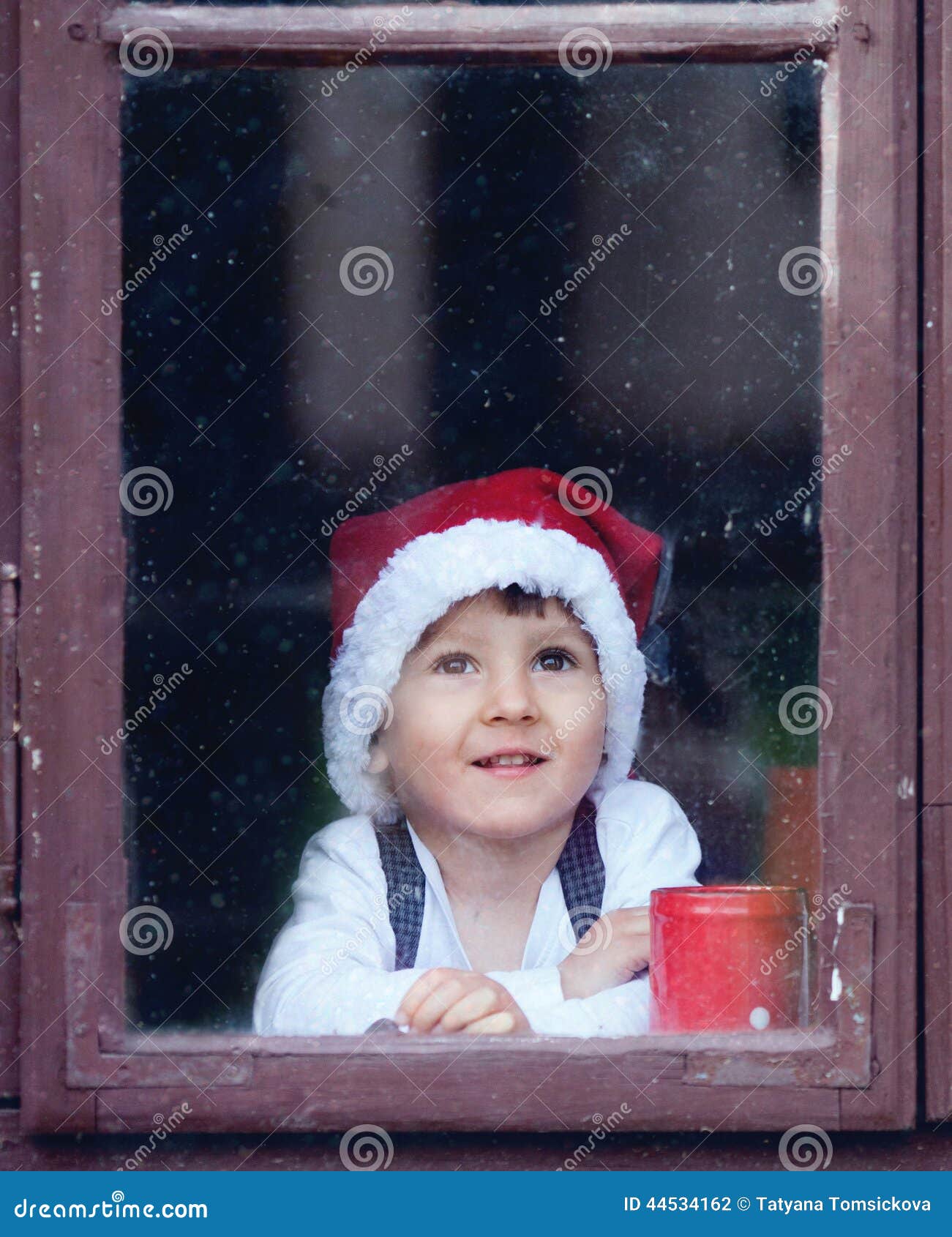 Adorable Boy, Looking through Window, Waiting Stock Photo - Image of ...