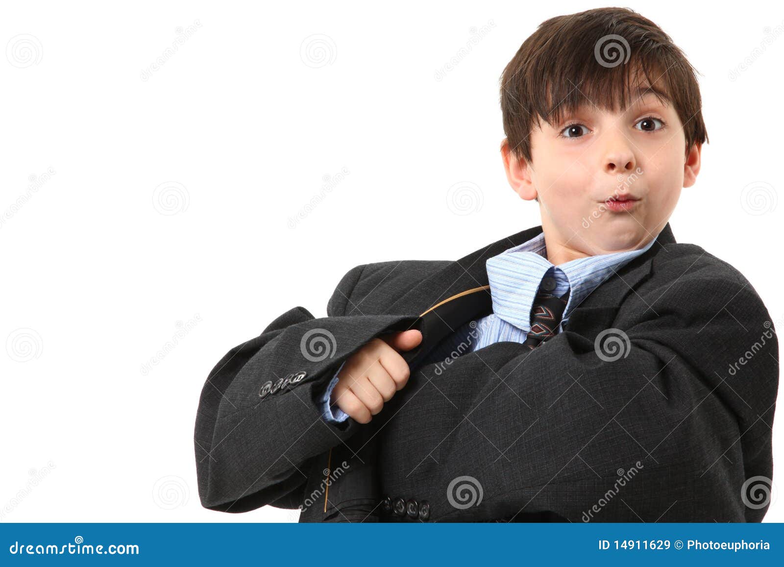 Adorable Boy in Over Sized Suit Stock Image - Image of american, people ...