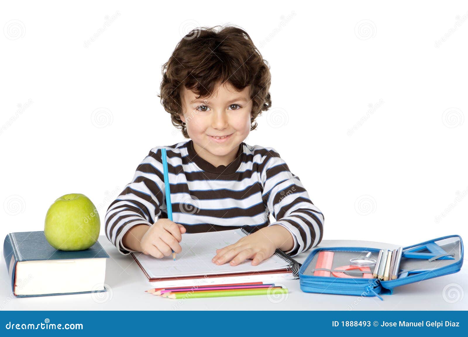 Adorable boy studying stock image. Image of apple, alphabet - 1888493
