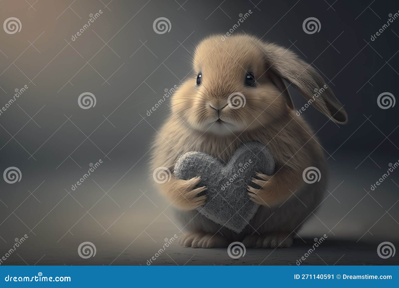 Adorable Bunny Holding a Heart Stock Illustration - Illustration of ...