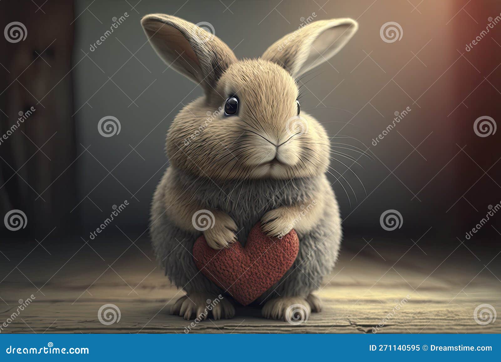 Adorable Bunny Holding a Heart Stock Illustration - Illustration of ...