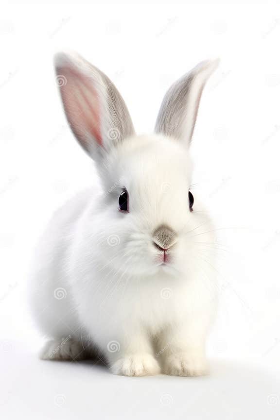Adorable Bunny on White Background Generative AI Stock Illustration ...