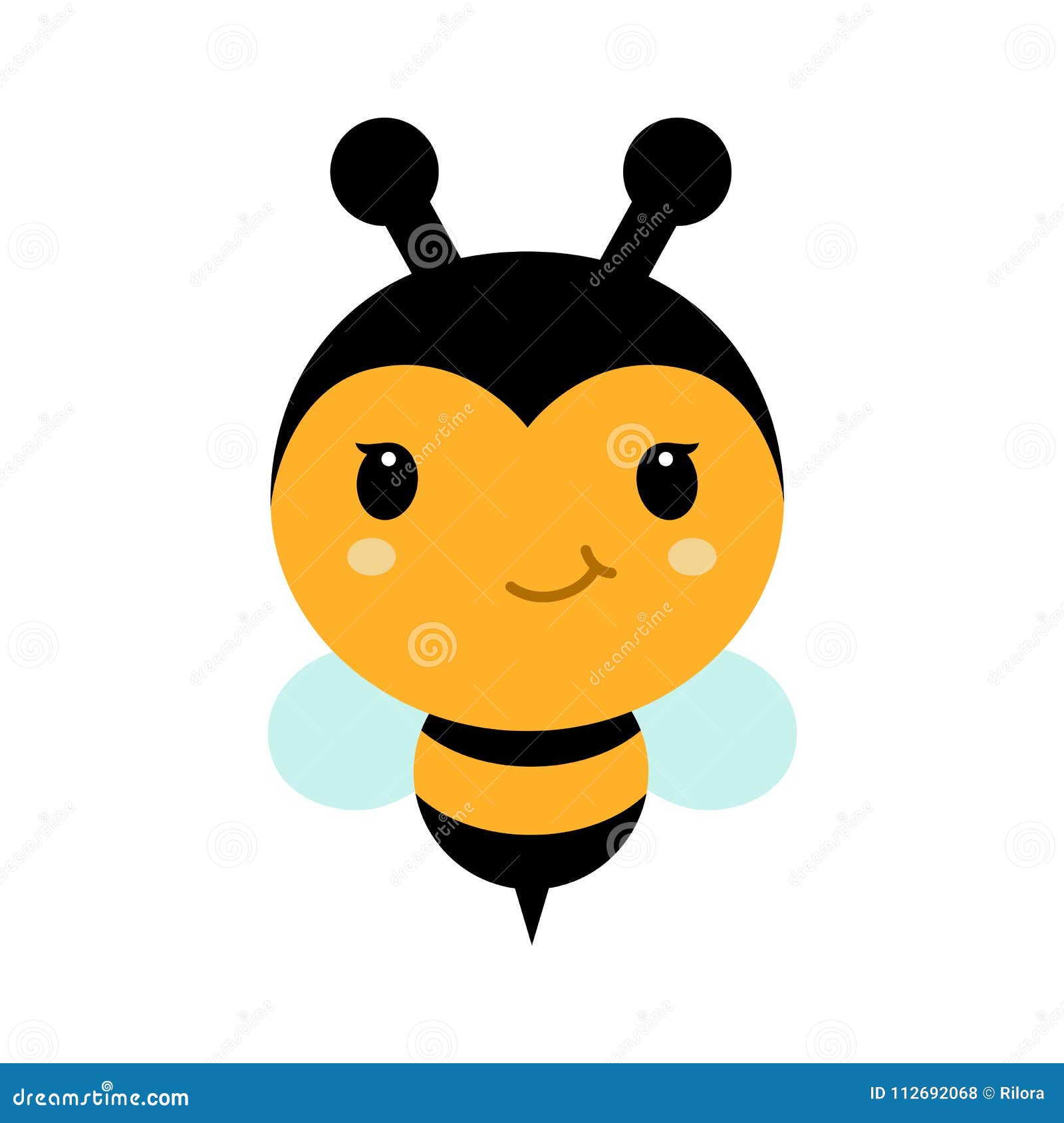 Adorable Cartoon Bee Character in Modern Flat Style. Stock Vector ...