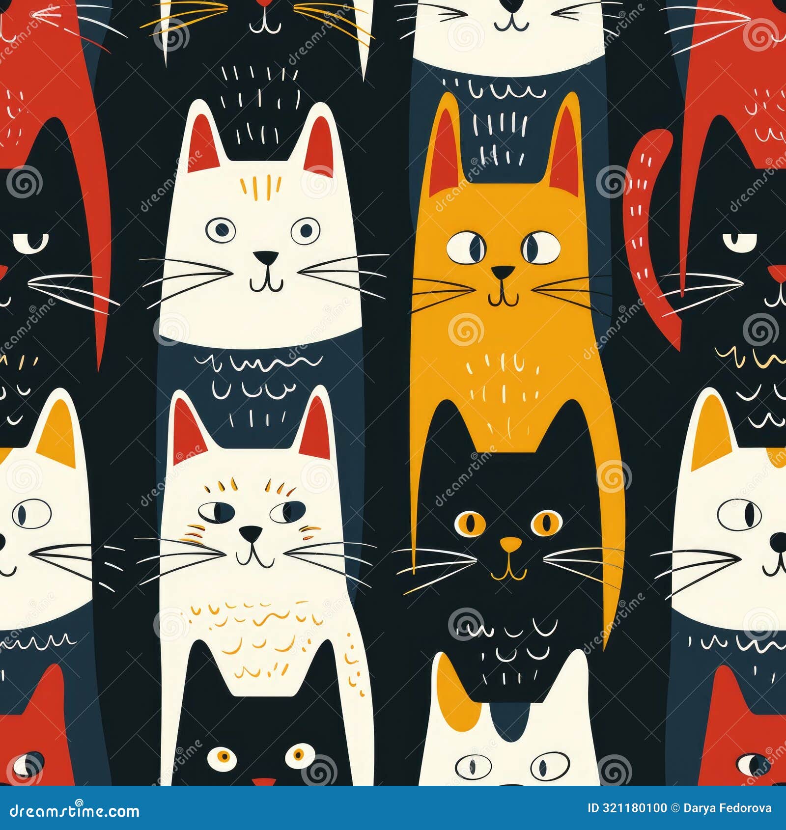 Adorable Cartoon Cat Faces Pattern for Playful Backgrounds Stock Illustration - Illustration of ...